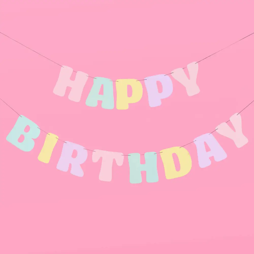 Happy Birthday Pastel Party Banner | Ellie and Piper