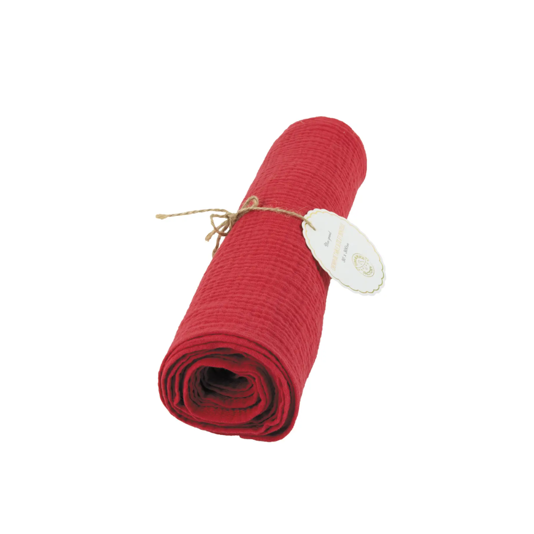 Red Cotton Gauze Table Runner | Ellie and Piper