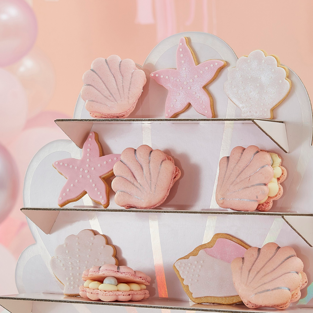 Iridescent and Pink Mermaid Shell Shaped Treat Stand | Ellie and Piper