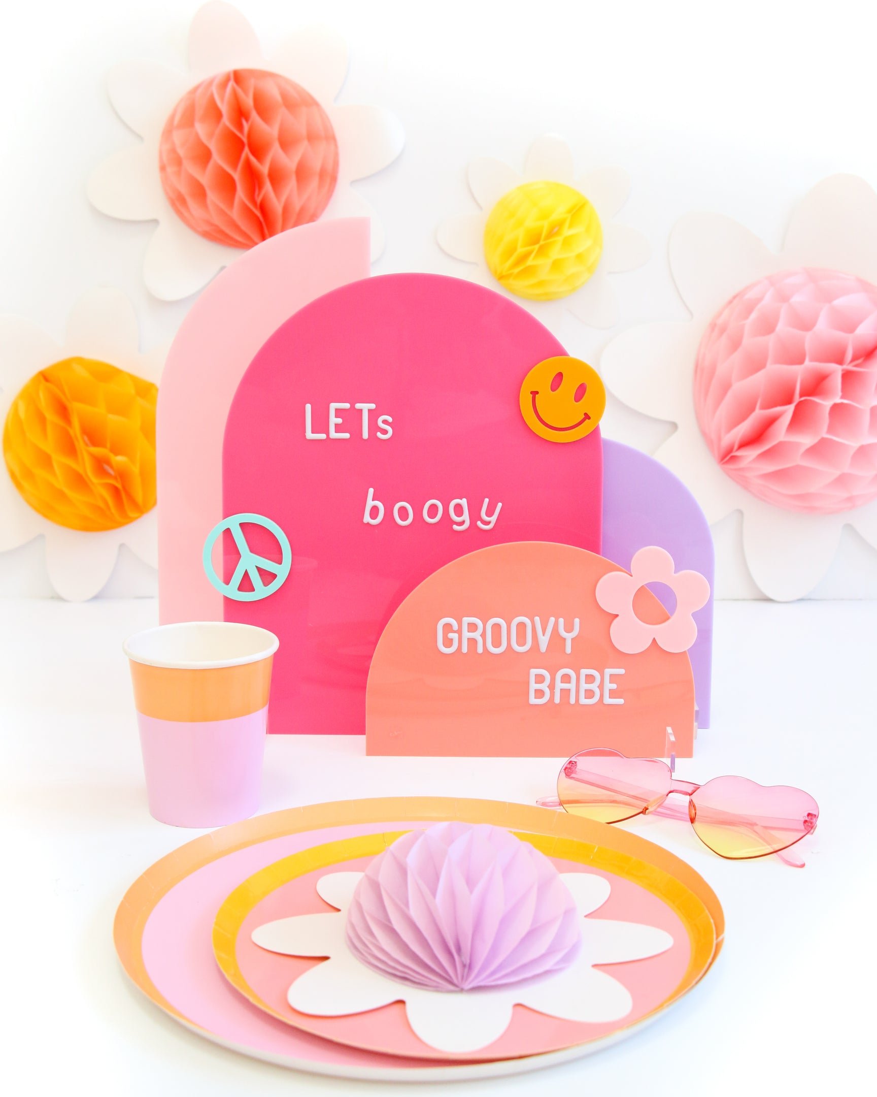 Customizable Acrylic Party Signs - Pink / Purple | Ellie and Piper