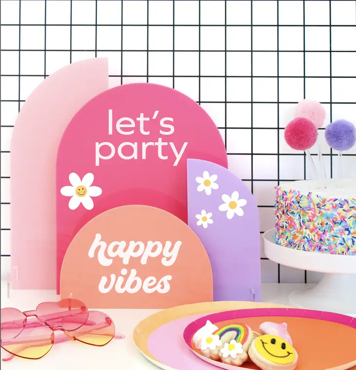 Customizable Acrylic Party Signs - Pink / Purple | Ellie and Piper