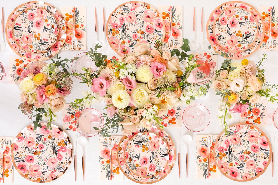 Blush Bouquet Wavy Paper Salad Plates | Ellie and Piper