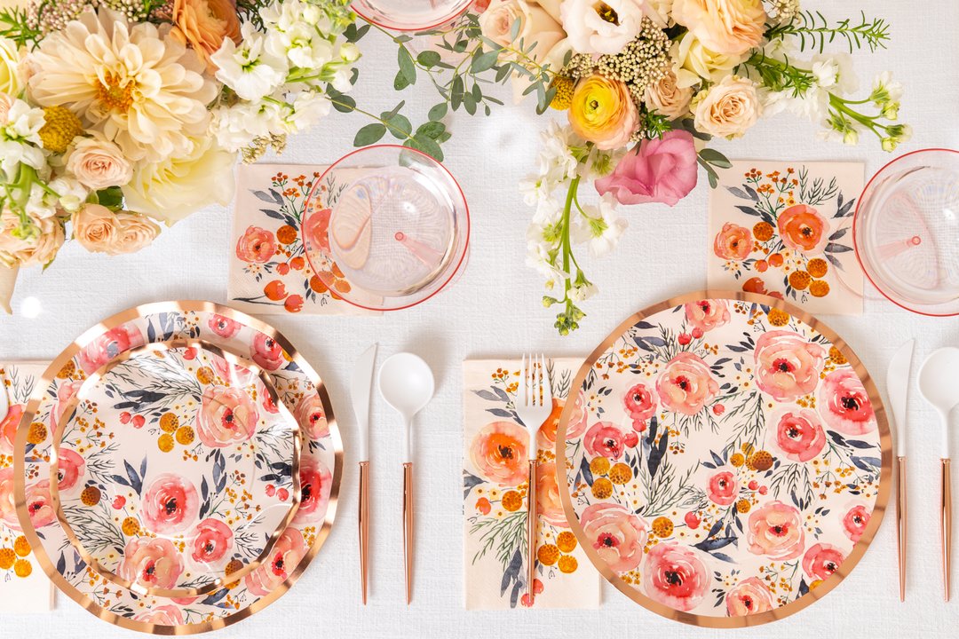 Blush Bouquet Wavy Paper Salad Plates | Ellie and Piper