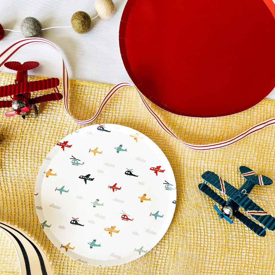 Matte Red Large Paper Plates | Ellie and Piper