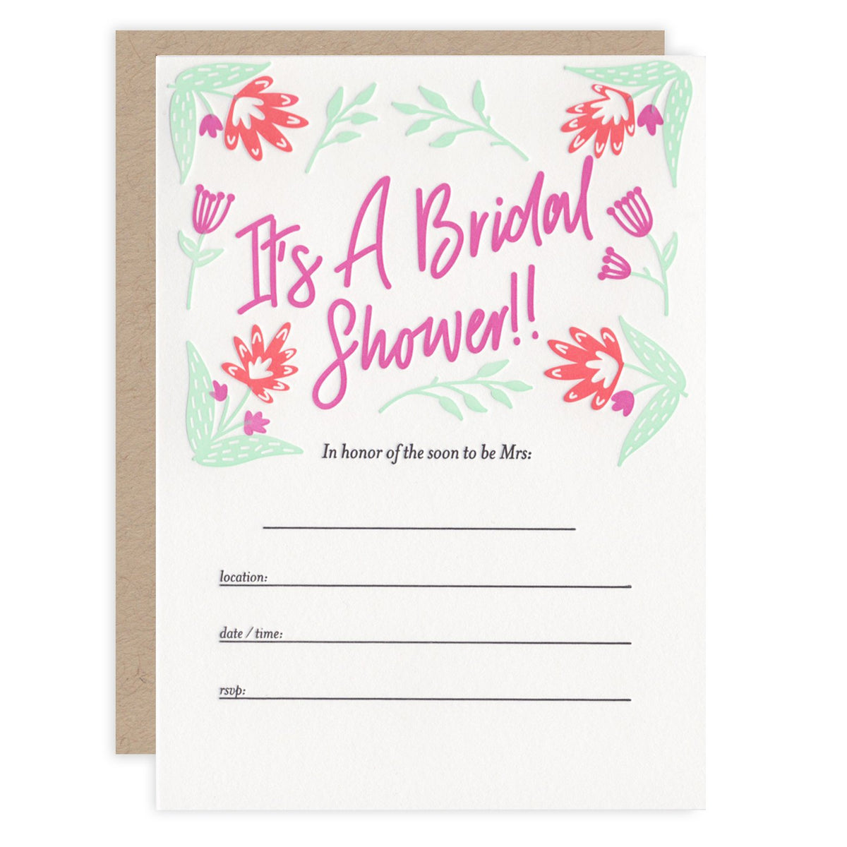 Bridal Shower Letterpress Invitations– Ellie and Piper