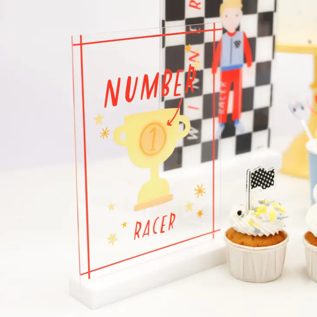 Speed Racer Number 1 Racer Acrylic Table Top Sign | Ellie and Piper