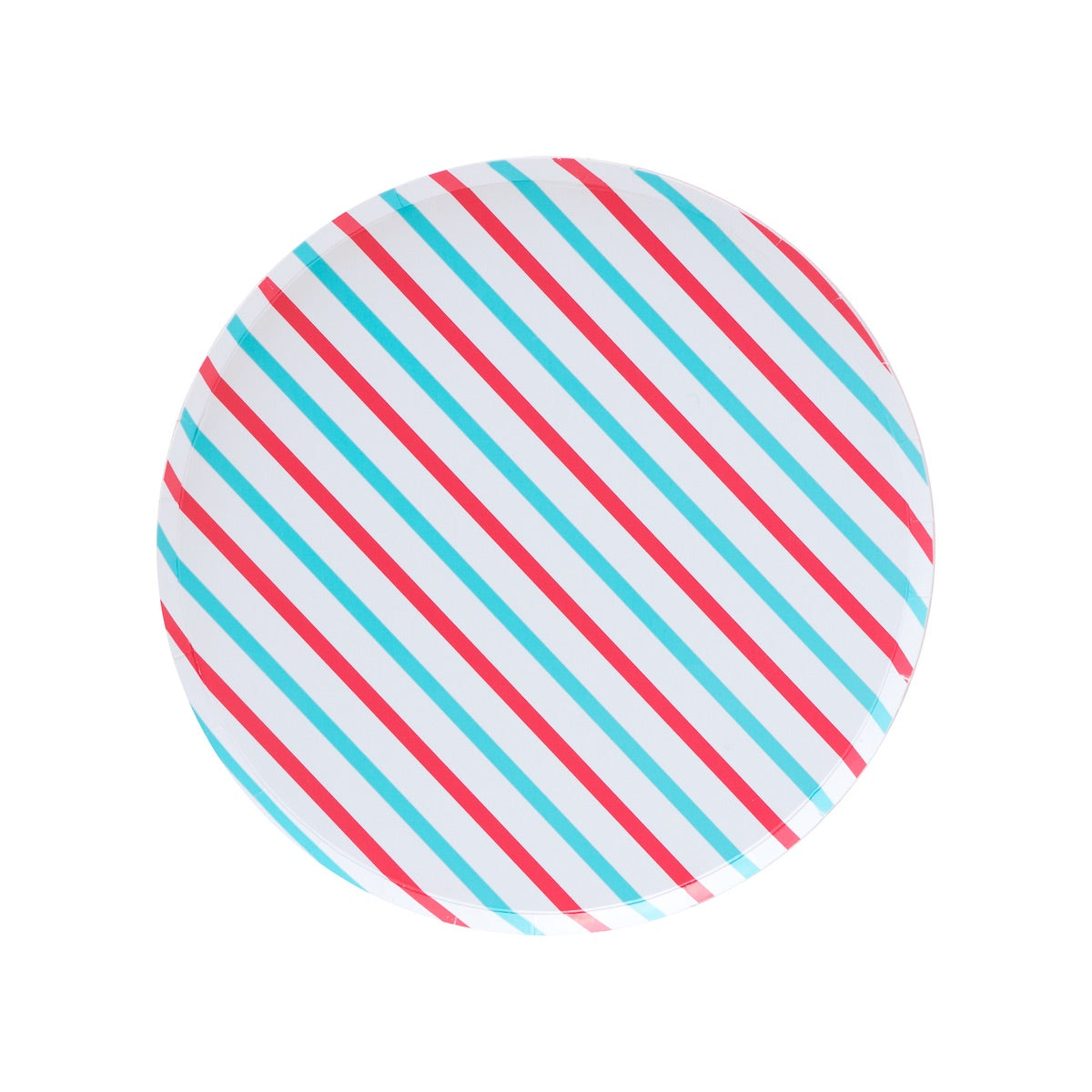 Cherry Red & Sky Blue Stripes Paper Plates (2 sizes) | Ellie and Piper