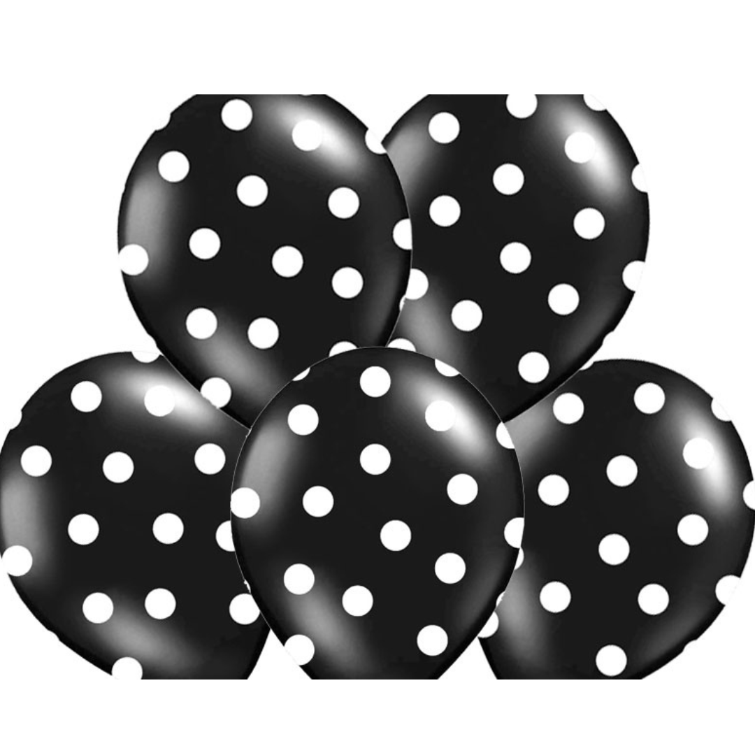Black Polka Dot Latex Balloons (Set of 5) | Ellie and Piper