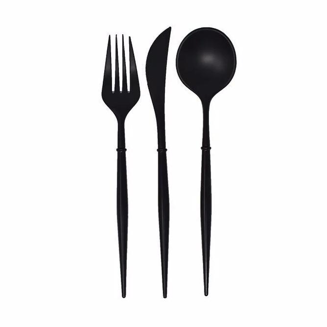 Black 24pc Bella Assorted Cutlery Set | Ellie and Piper