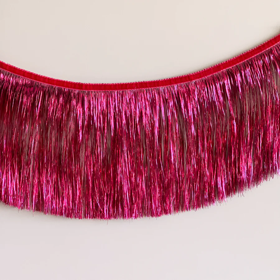 Tinsel Fringe Garland - Magenta | Ellie and Piper